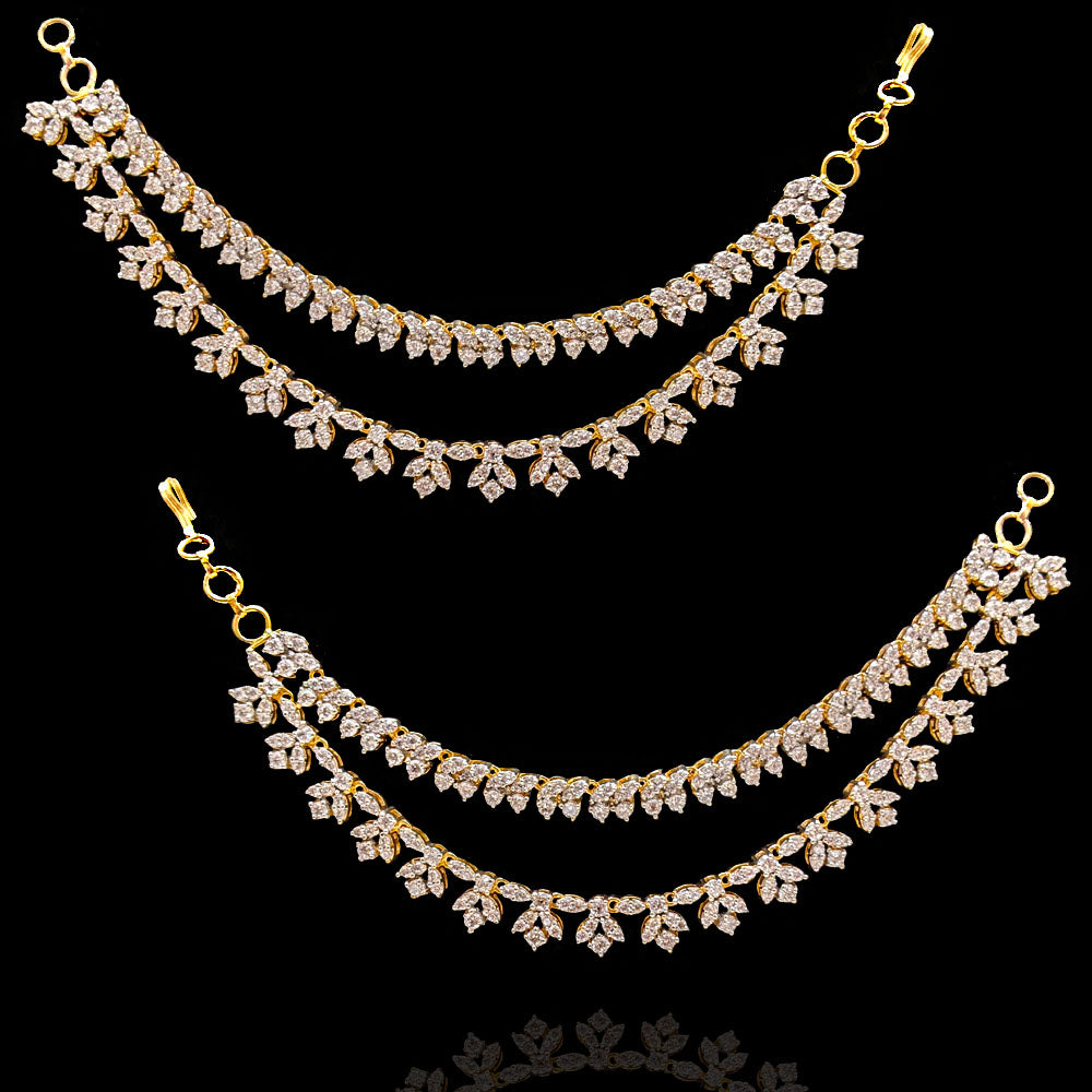 18K Gold Plated Diamond Look Ear Chains Design – Sneha Rateria Store