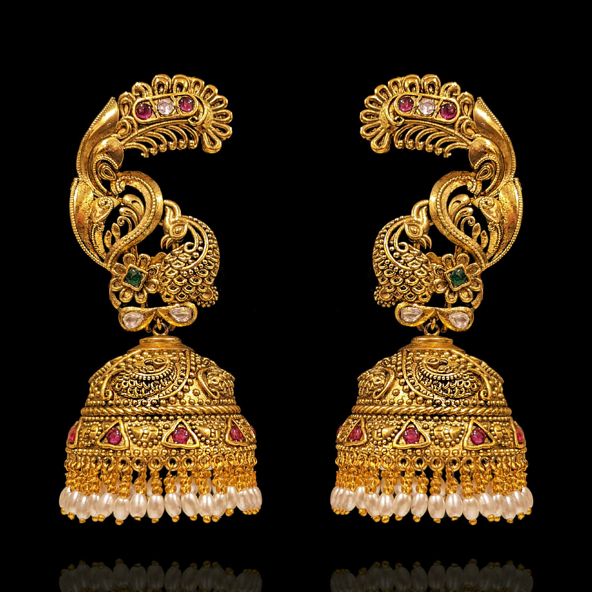 Long Kasu Haram + Earrings Design with Divine Lakshmi Peacock Set ...