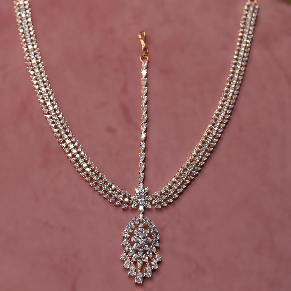 Handcrafted Gold Plated Bridal Matha Patti | Silver and CZ Diamond ...