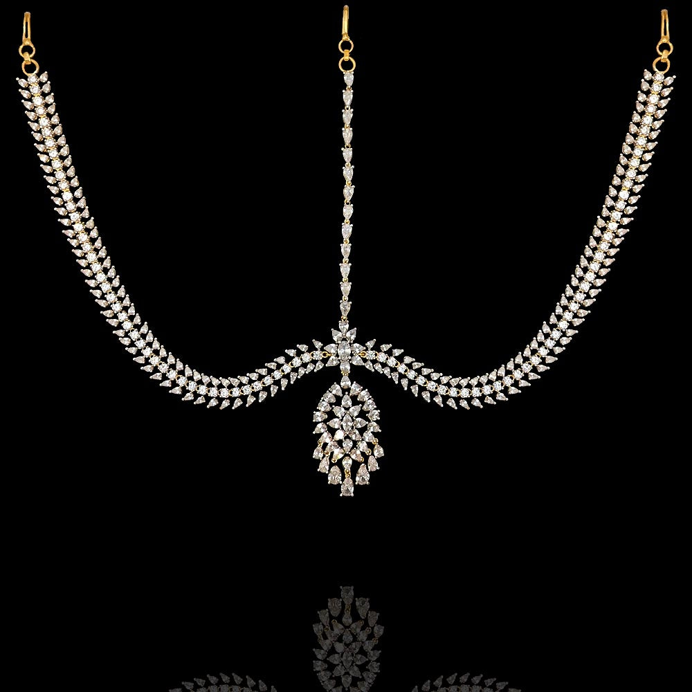 Handcrafted Gold Plated Bridal Matha Patti | Silver and CZ Diamond ...