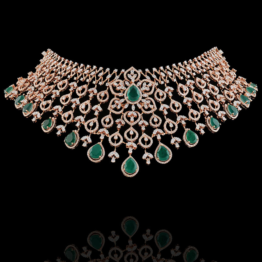 Delicate Diamond Look Bridal Choker with 18K Gold Polish – Sneha ...