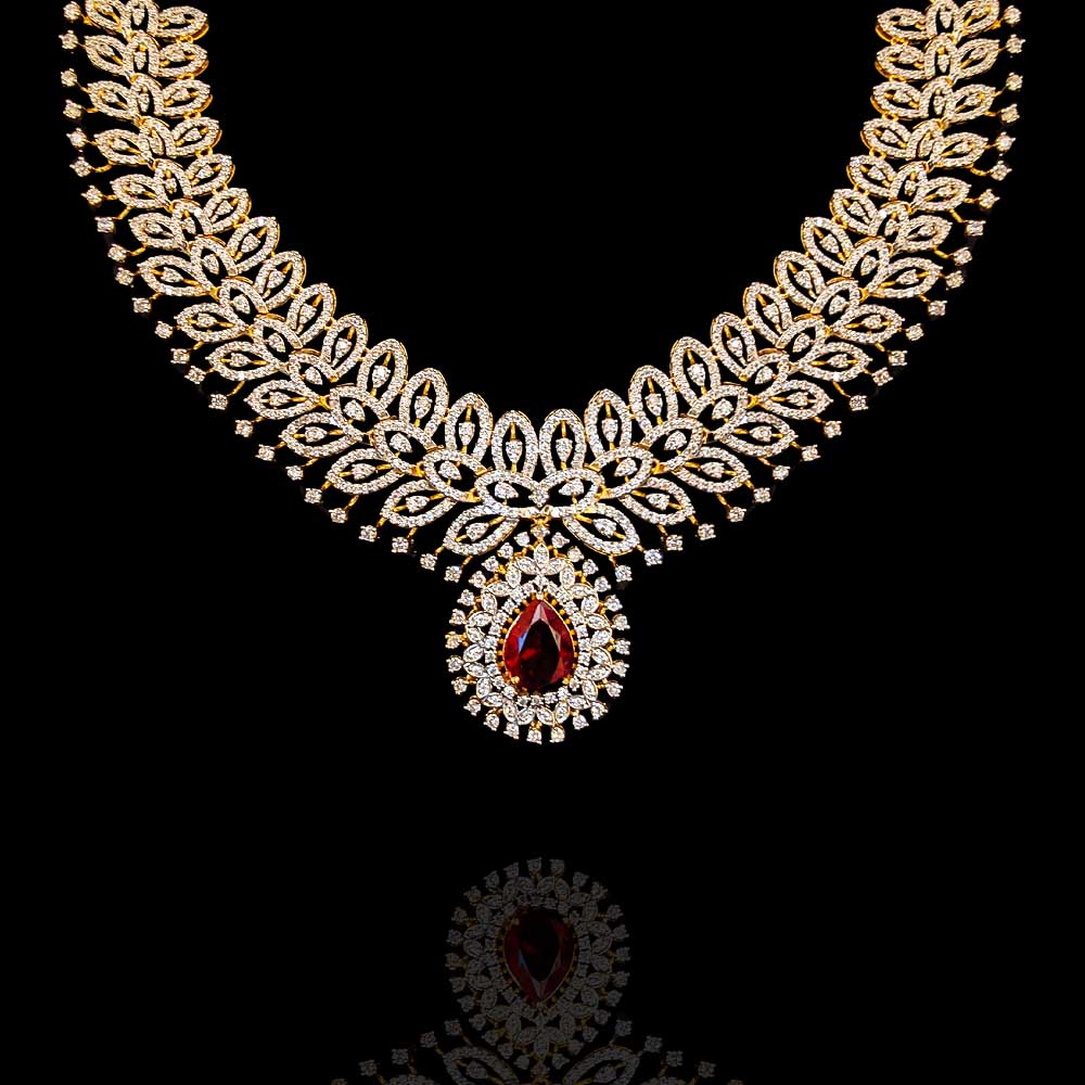 Elegant Diamond Look Heavy Bridal South Indian Necklace – Sneha Rateria ...