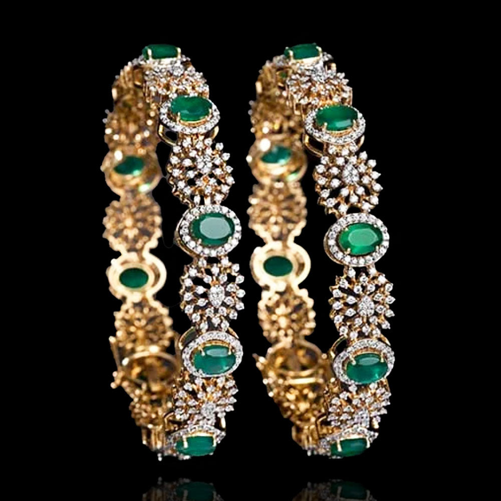 Emerald Diamond Look Unique Bangle Design – Sneha Rateria Store