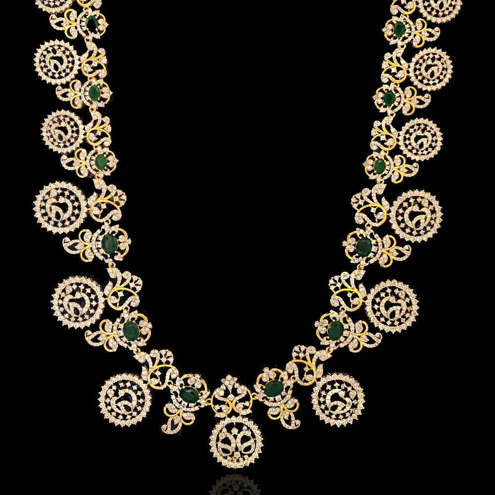 Gold Plated Bottu Mala Haram with Intricate Peacock Motifs – Sneha ...