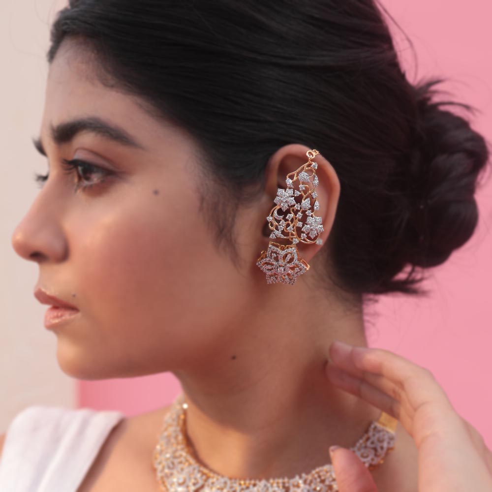 Floral Ear Chains for Timeless Beauty - Adorn Your Ears with CZ Diamon ...