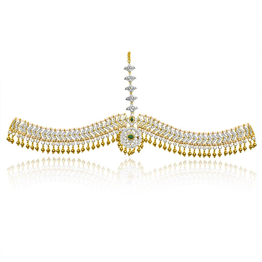 Exquisite Bridal Matha Patti | Gold Plated with Pearl Drop Matha Patti ...