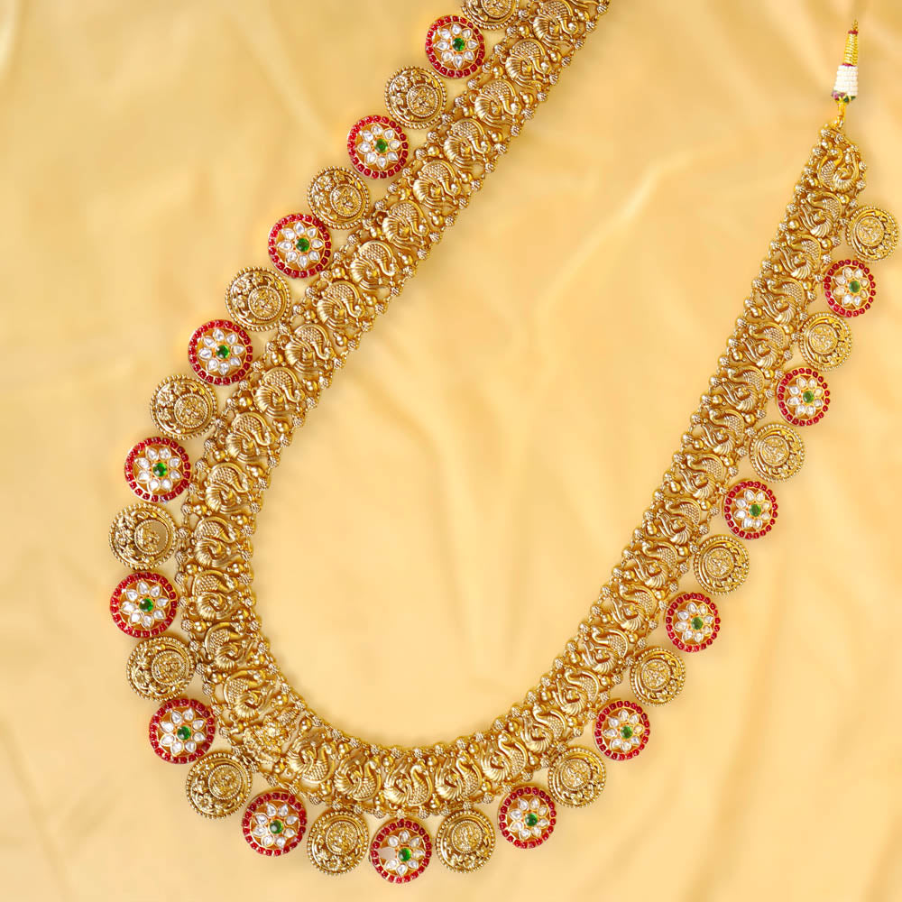 Exquisite Long Kasu Mala Haram Design [Gold Polished] – Sneha Rateria Store