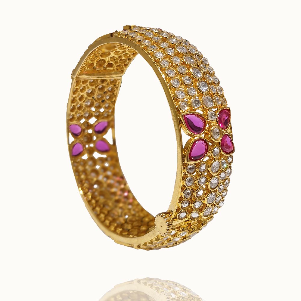 Polki Bangle with a Pink Spring Splendor – Sneha Rateria Store