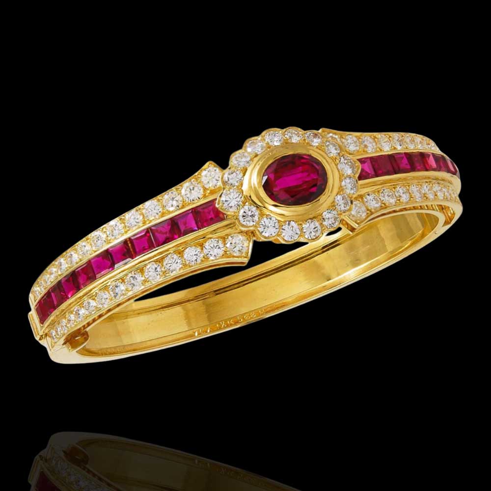 Ruby Diamond Look Openable Bangle Kada with 18kt Polish – Sneha Rateria ...