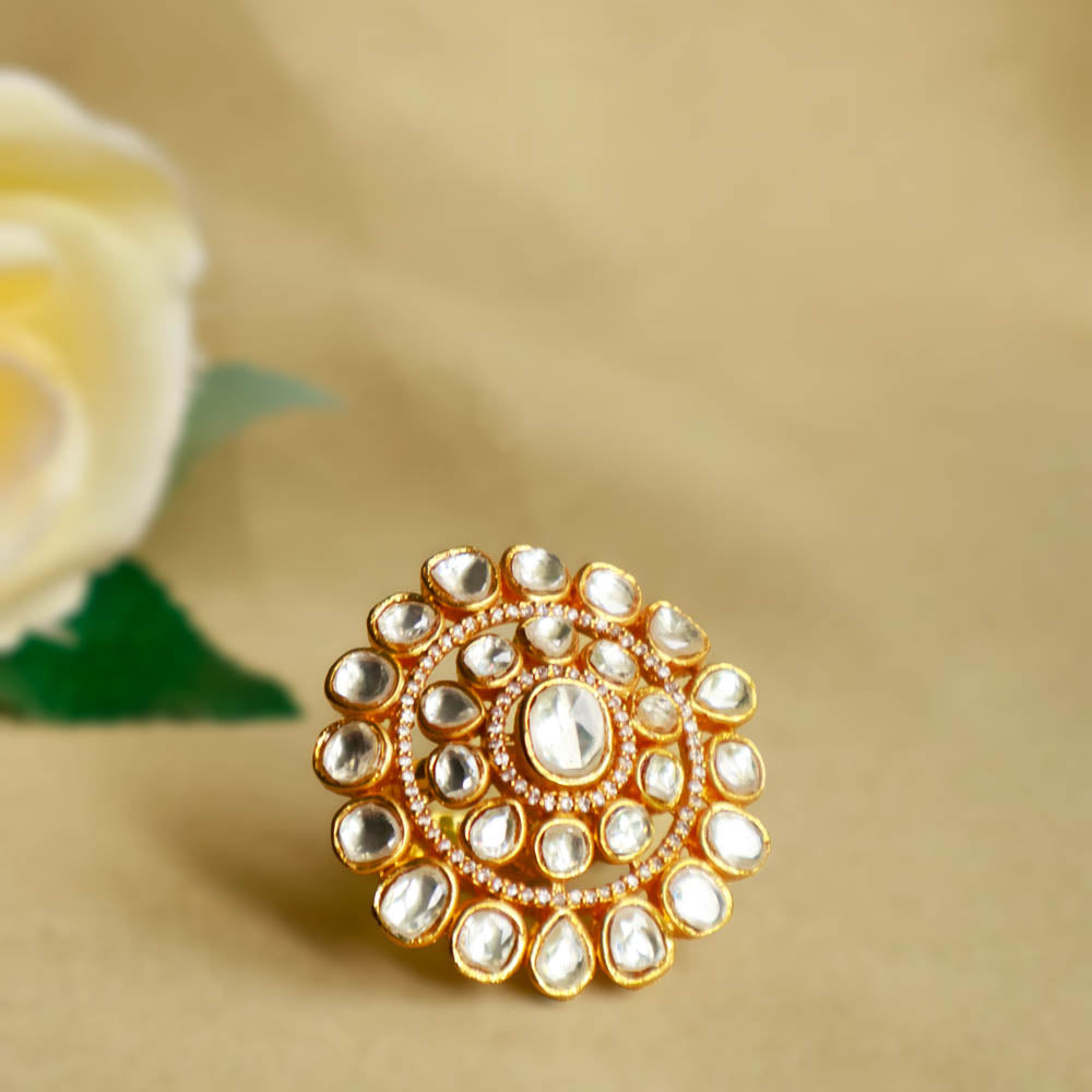 Timeless Polki Radiance Circular Cocktail Ring – Sneha Rateria Store