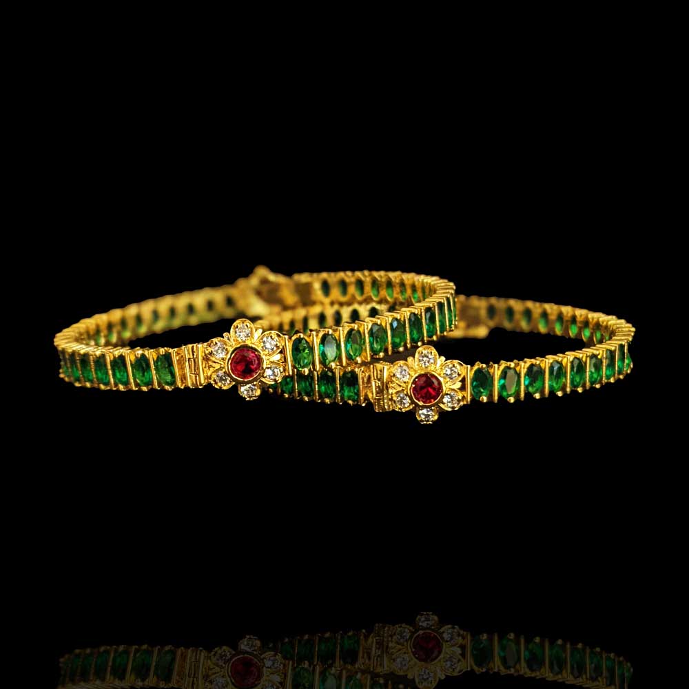Traditional Emerald & Ruby Look South Indian Openable Bangle – Sneha ...