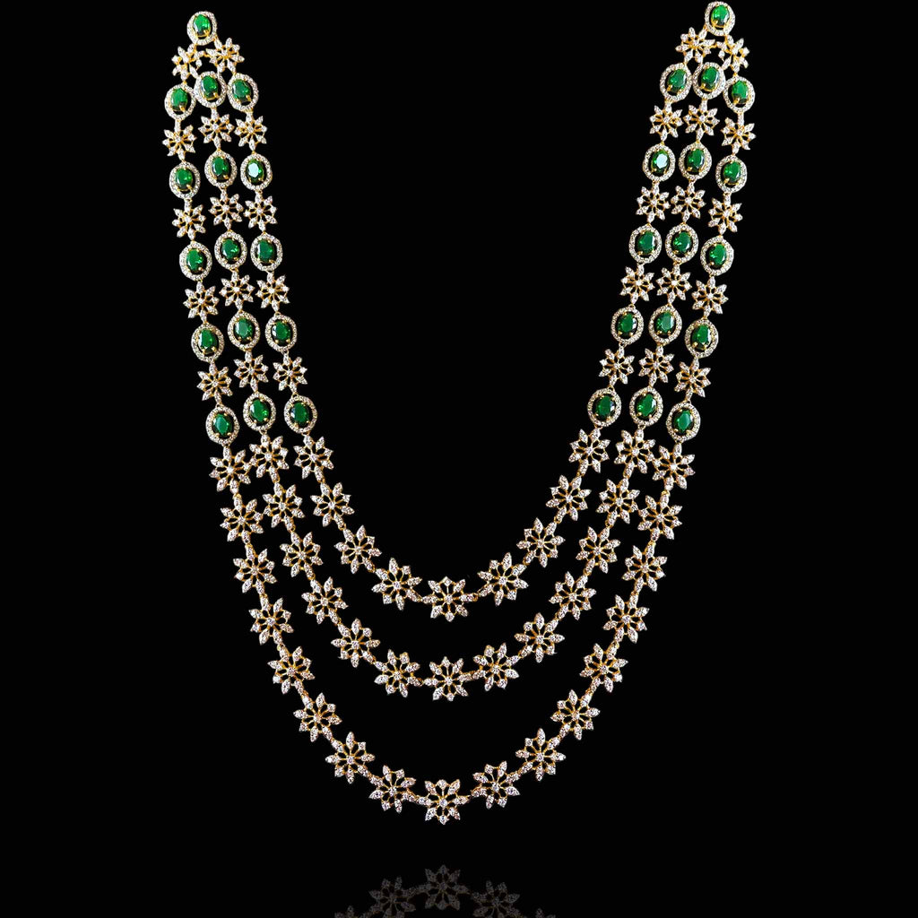 Elegant Long Silver Rani Haar Pendant Design [CZ Diamonds] – Sneha ...